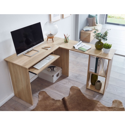 Rohový písací stôl Buero, 140 cm, dub Sonoma | DESIGN OUTLET