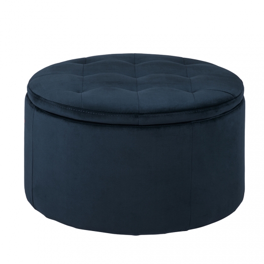 Modrá sedací taburetka s úložným prostorem | DESIGN OUTLET