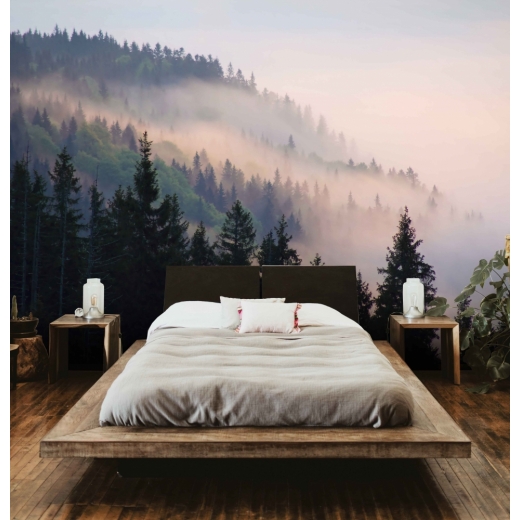 Tapeta Stromy v mlze, 216 x 140 cm | DESIGN OUTLET